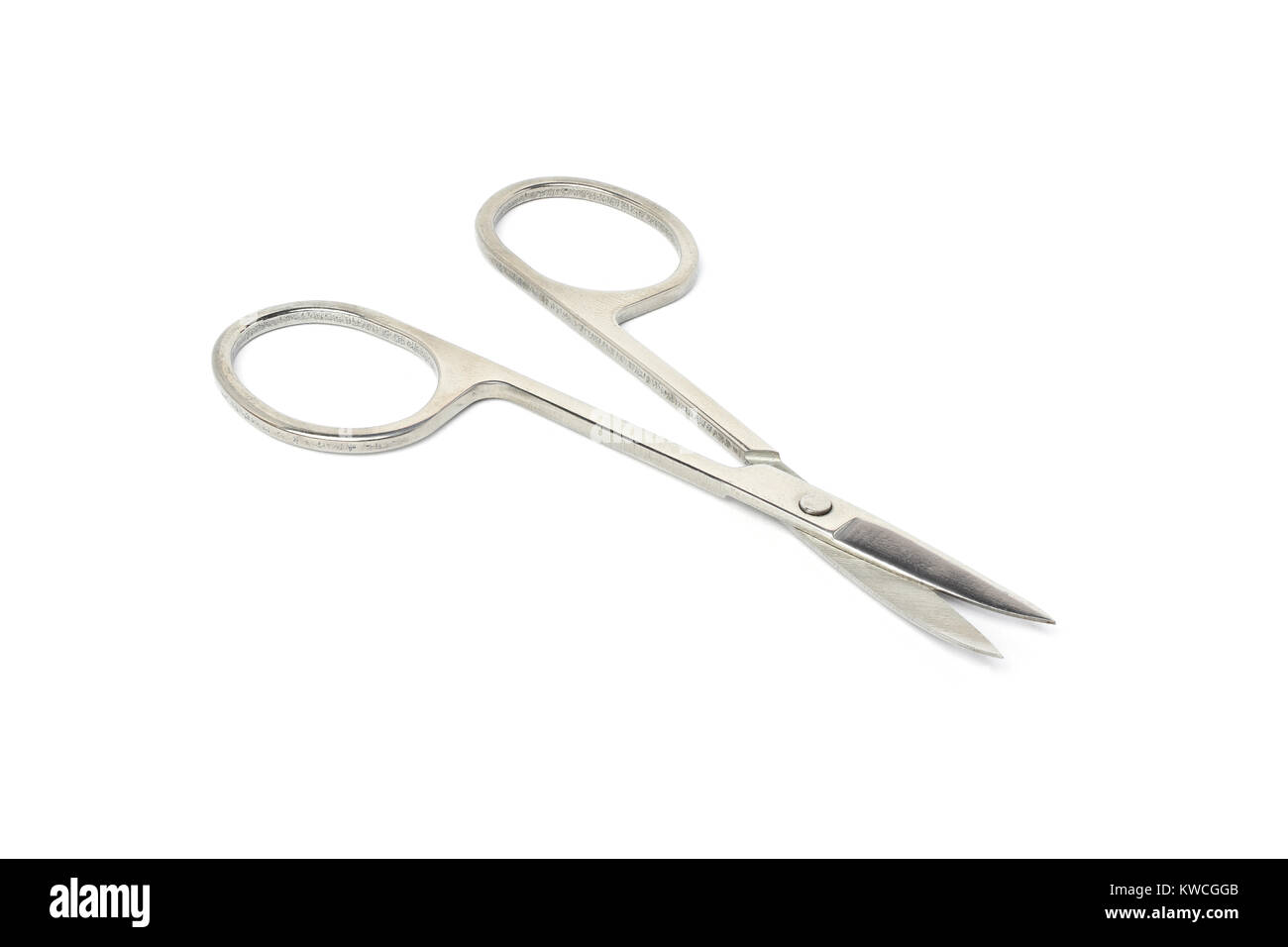 Silver scissors isolated on a white background Stock Photo - Alamy