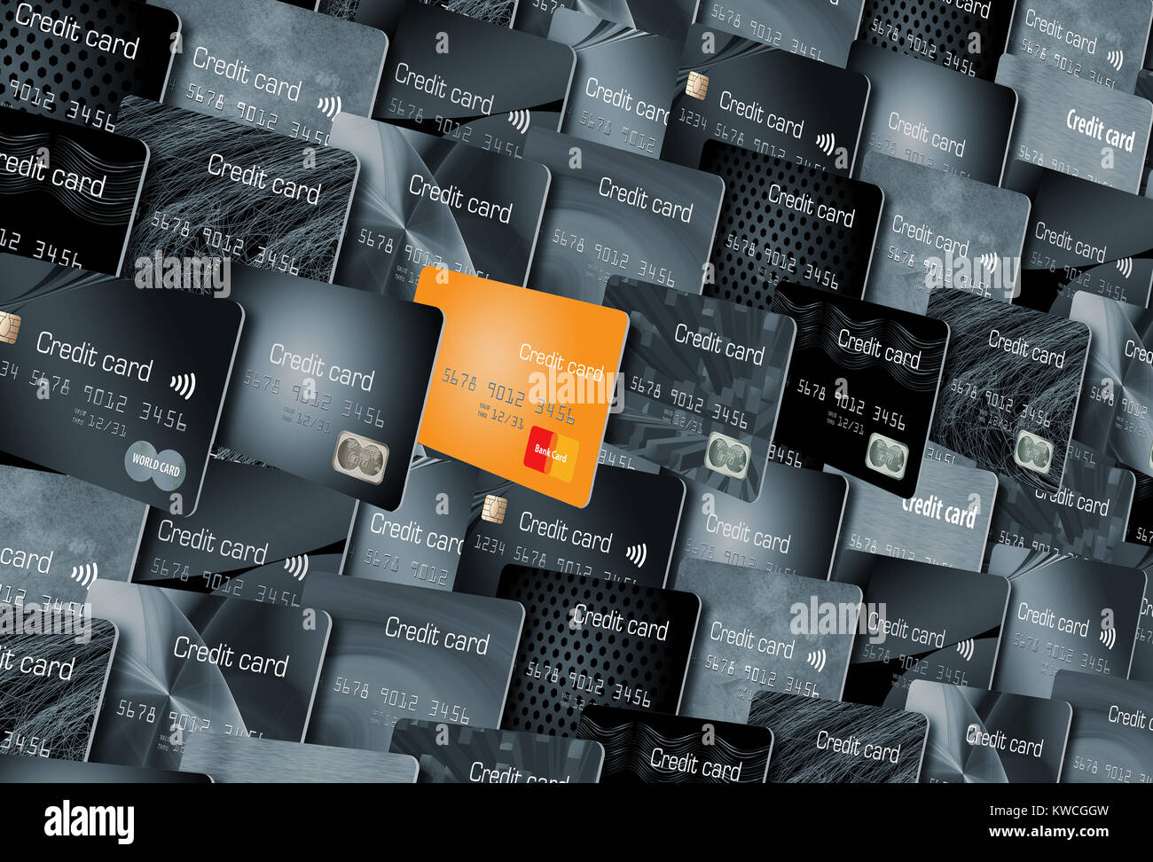 Very large number of credit cards are seen together in this ...