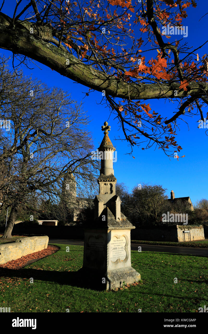 Autumn colours, John Clare memorial ( peoples poet ), Helpston village ...