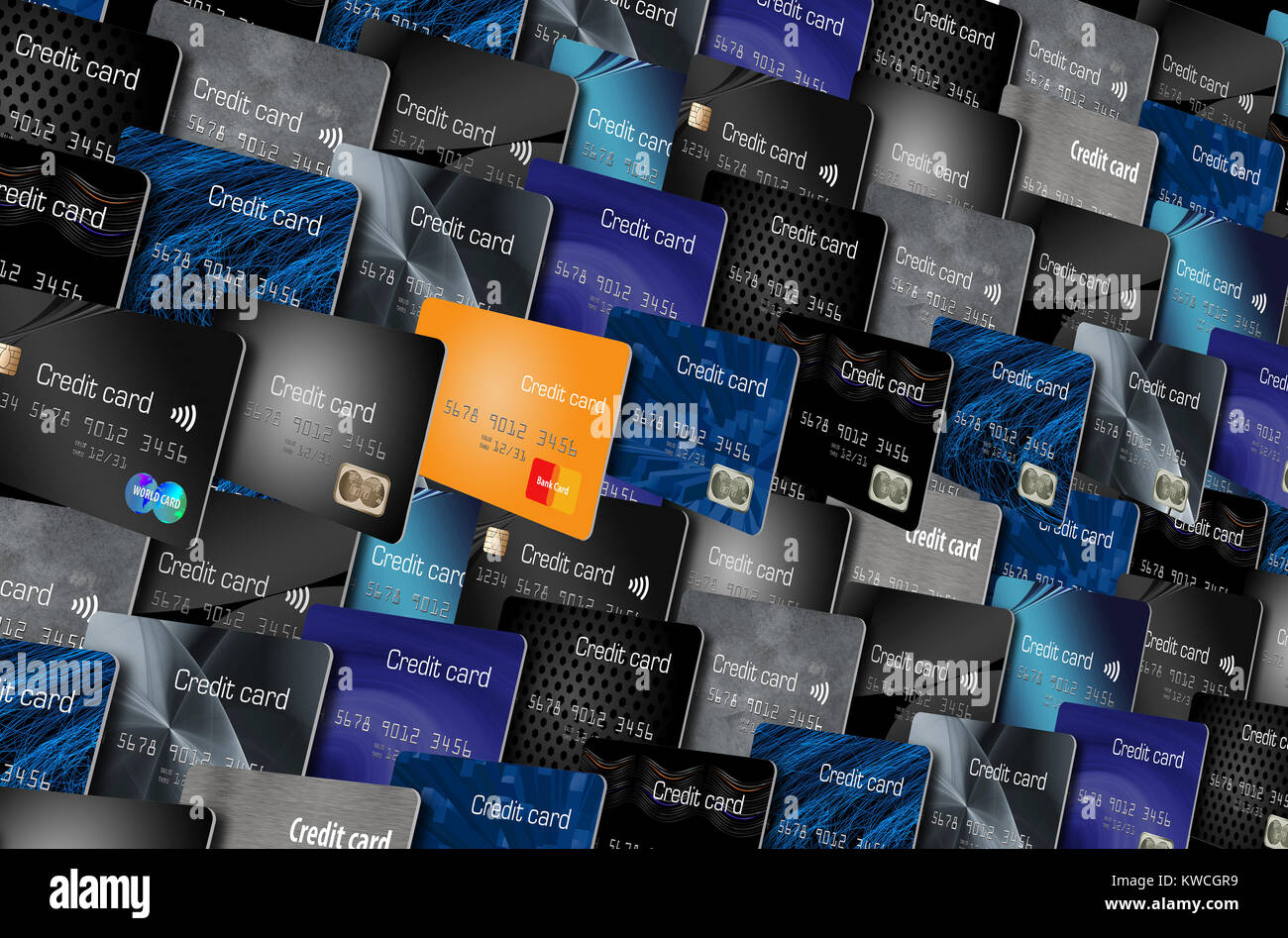 Very large number of credit cards are seen together in this ...