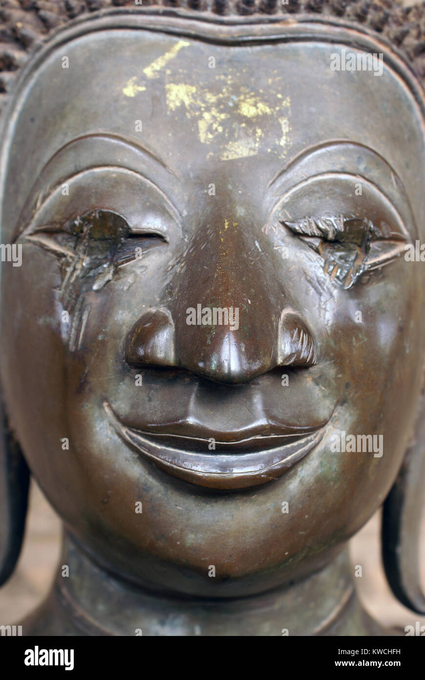 Head of Buddha in monastery, Laos Stock Photo - Alamy