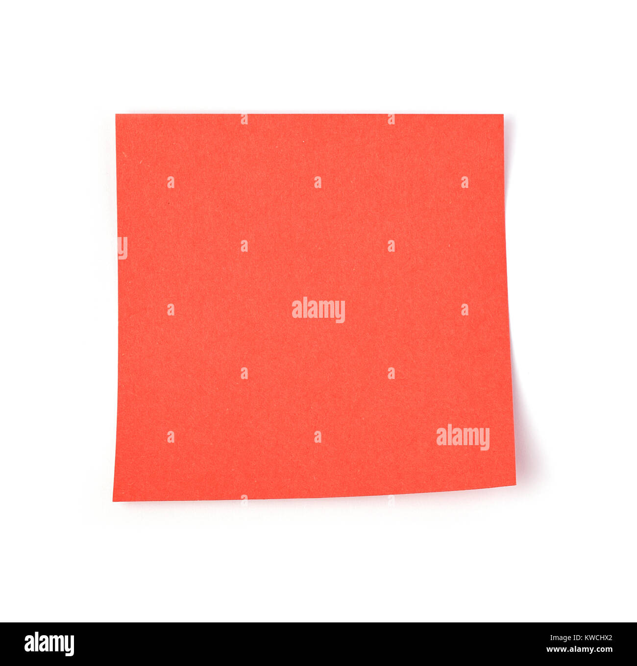 Red post it paper note on a white background Stock Photo - Alamy