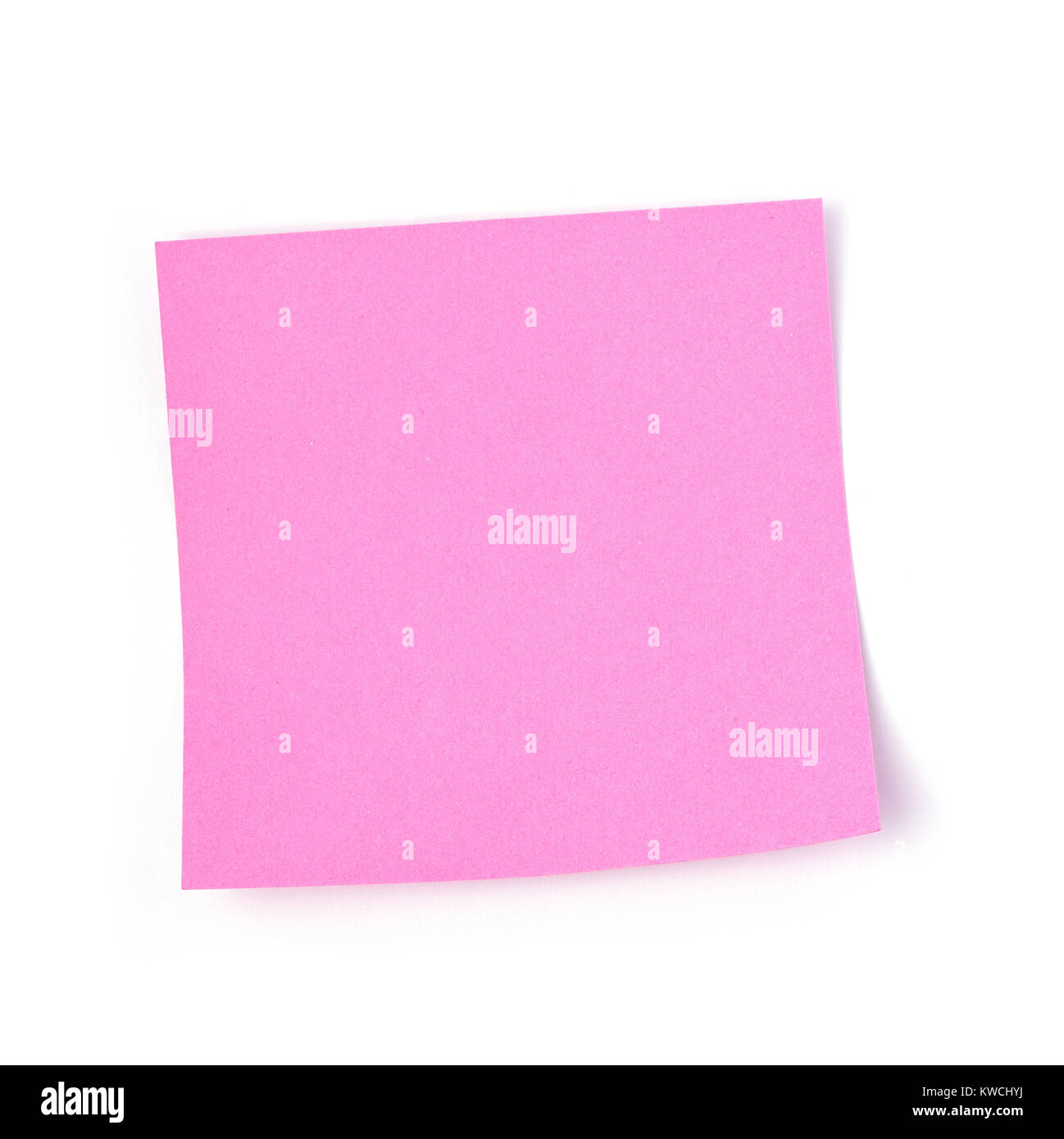 Pink post it paper note on a white background Stock Photo - Alamy