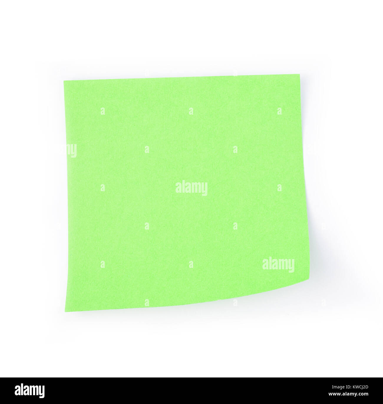 Green post it paper note on a white background Stock Photo - Alamy