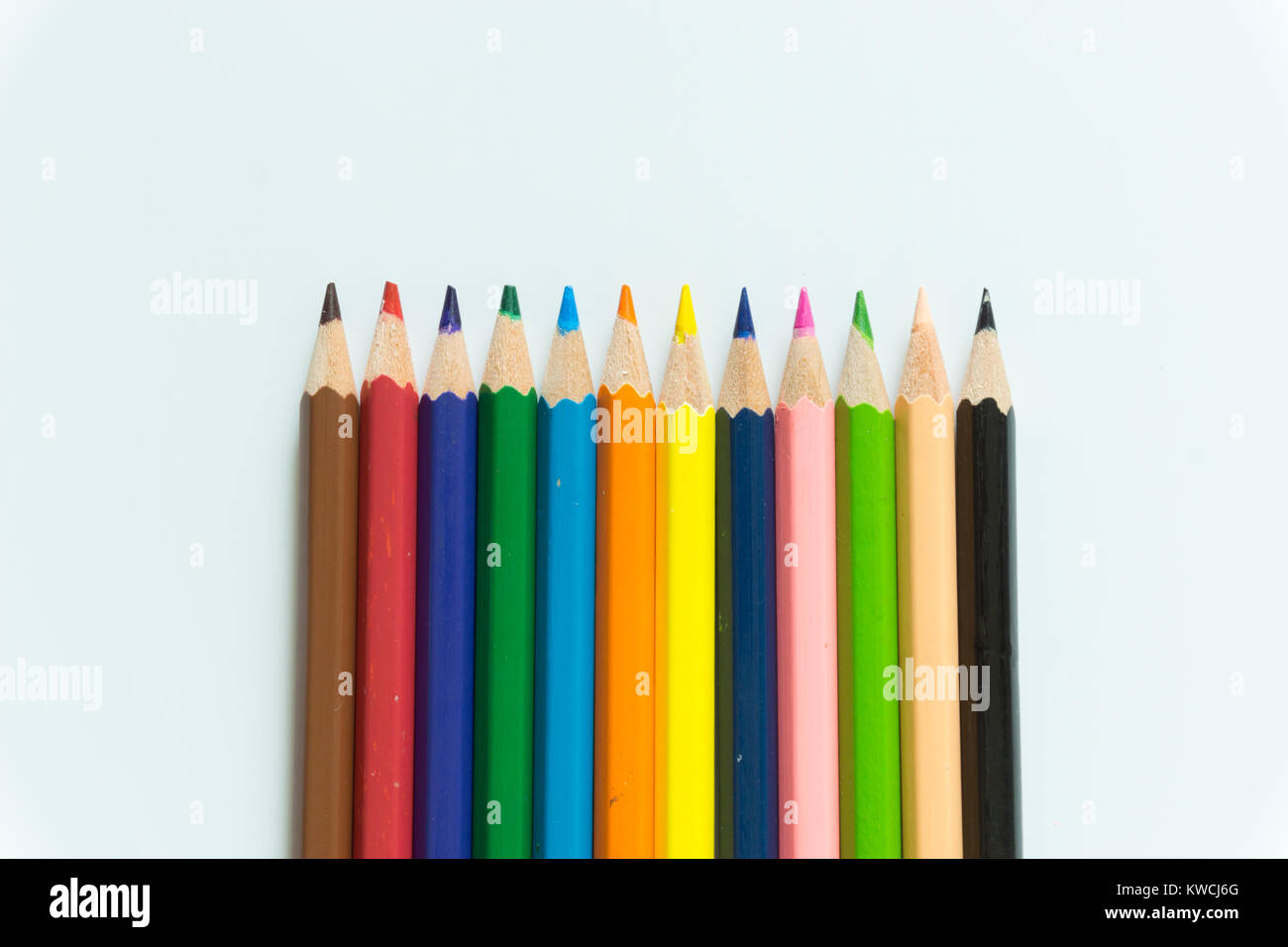 A Set of crayons on white background Stock Photo - Alamy
