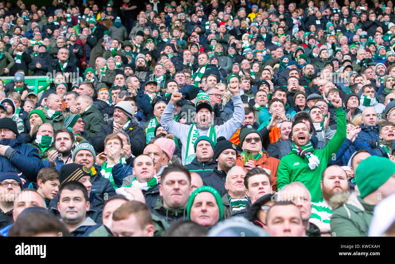 Celtic fans during the Scottish Premiership match at Celtic Park ...