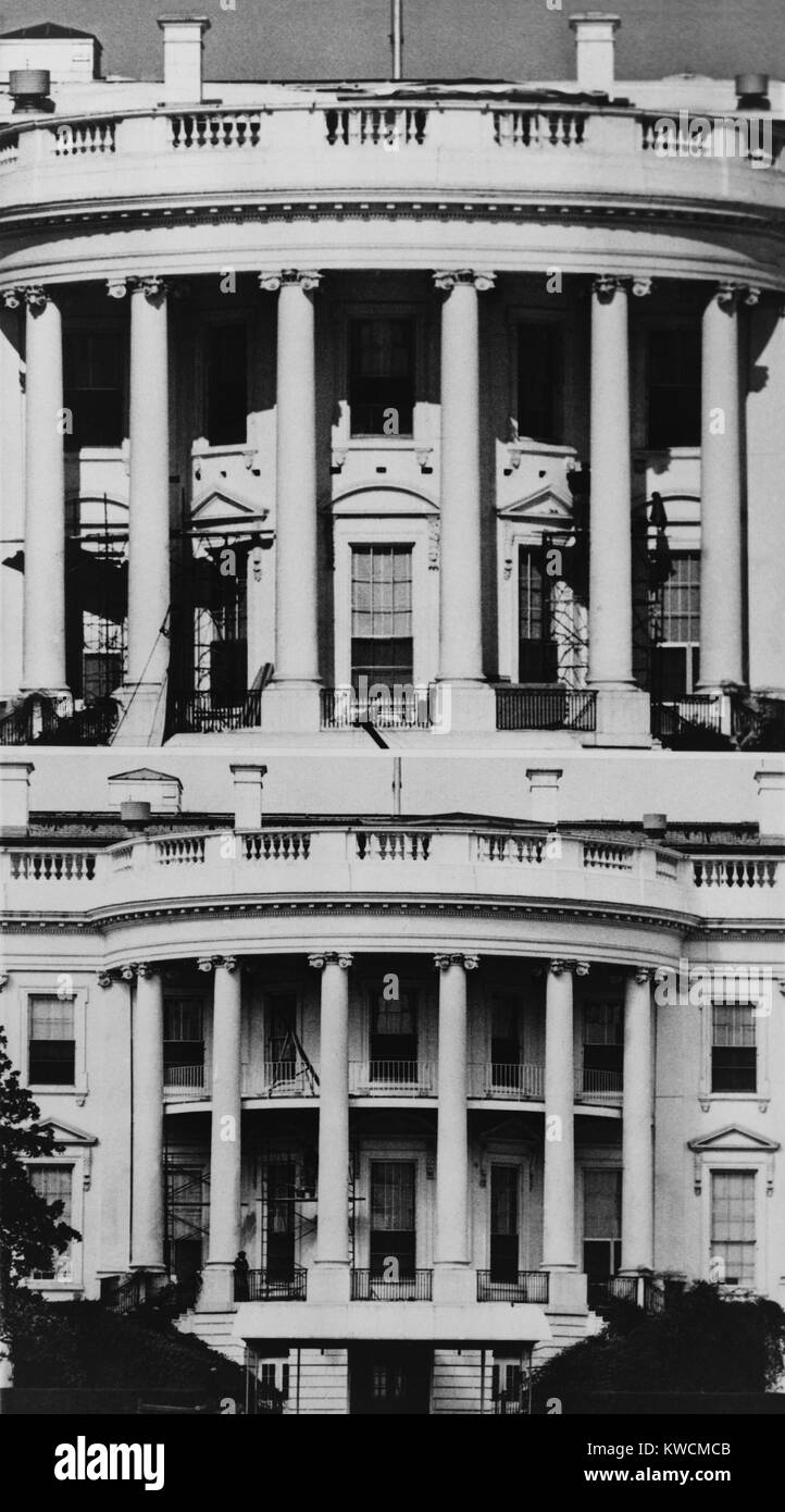 White House South Portico before and after the addition of the 'Truman ...