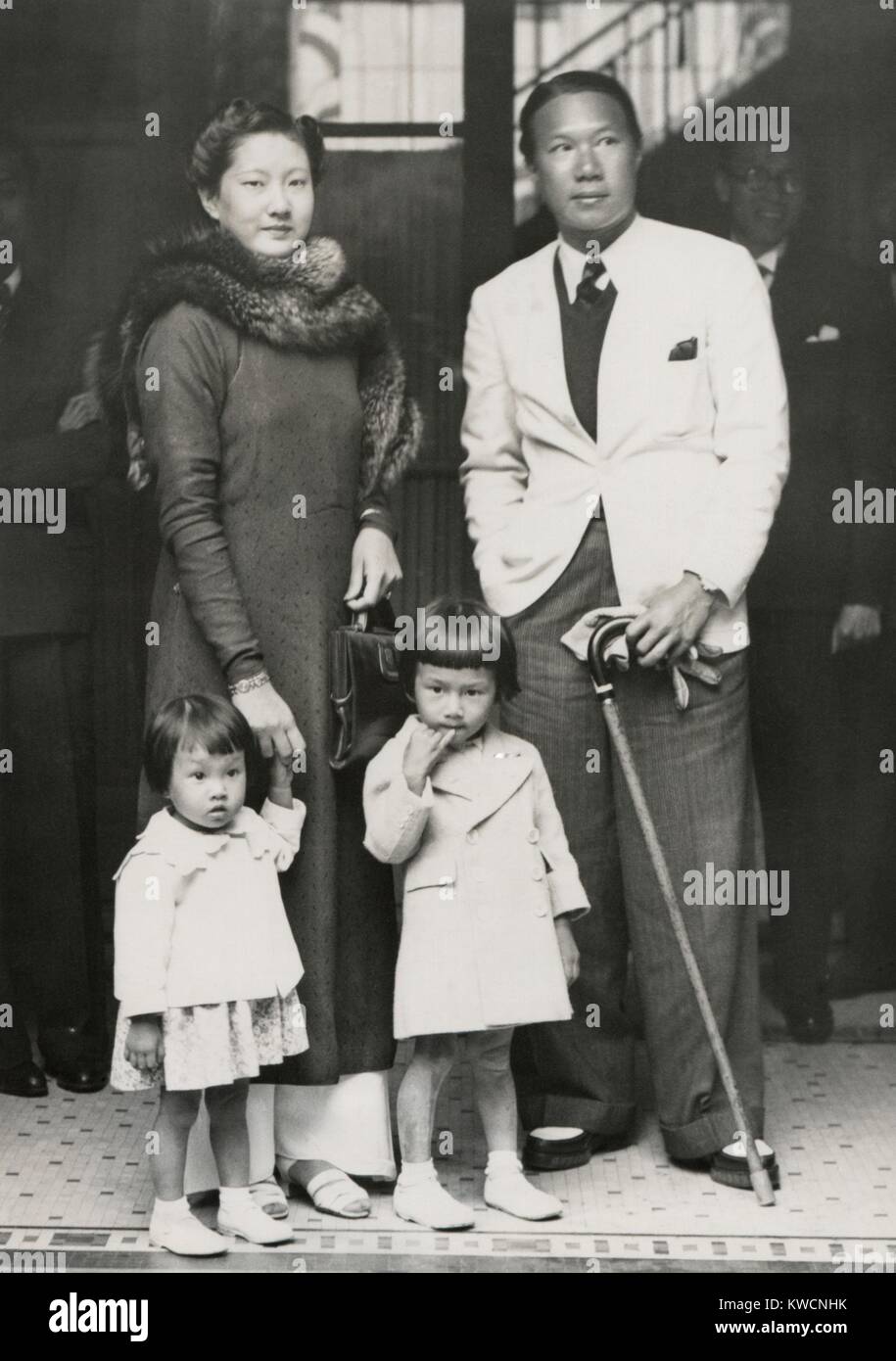 Bao Dai, King of Annam (now central Vietnam) with his family in Paris ...