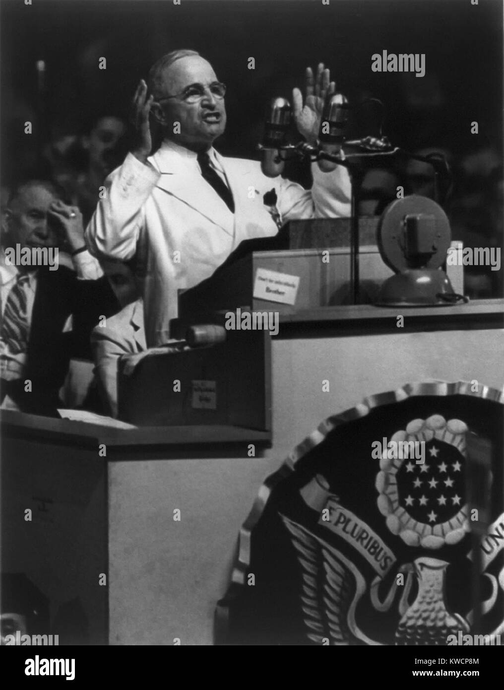 President Harry Truman delivering his acceptance speech at Democratic ...