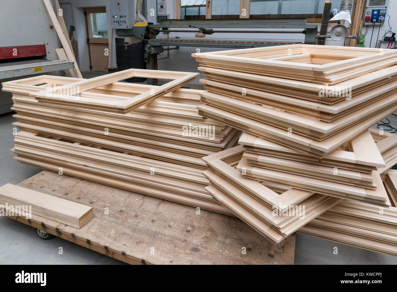 windows frame production in joinery Stock Photo - Alamy