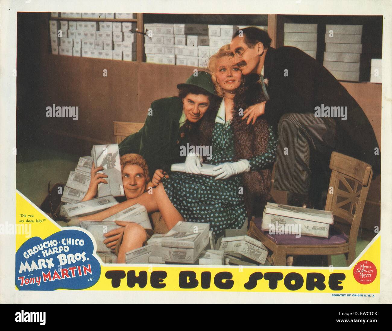 THE BIG STORE, from left: Harpo Marx, Chico Marx, Marion Martin ...