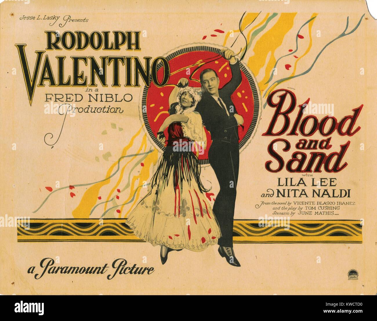 BLOOD AND SAND, from left: Lila Lee, Rudolph Valentino, 1922 Stock ...
