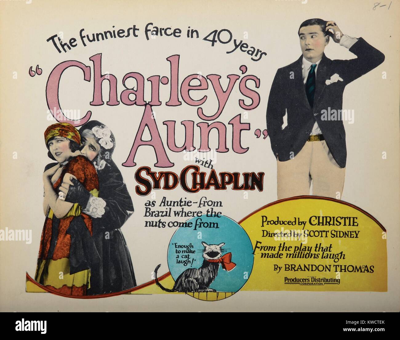 CHARLEY'S AUNT, from left: Mary Akin, Syd Chaplin, 1925 Stock Photo - Alamy