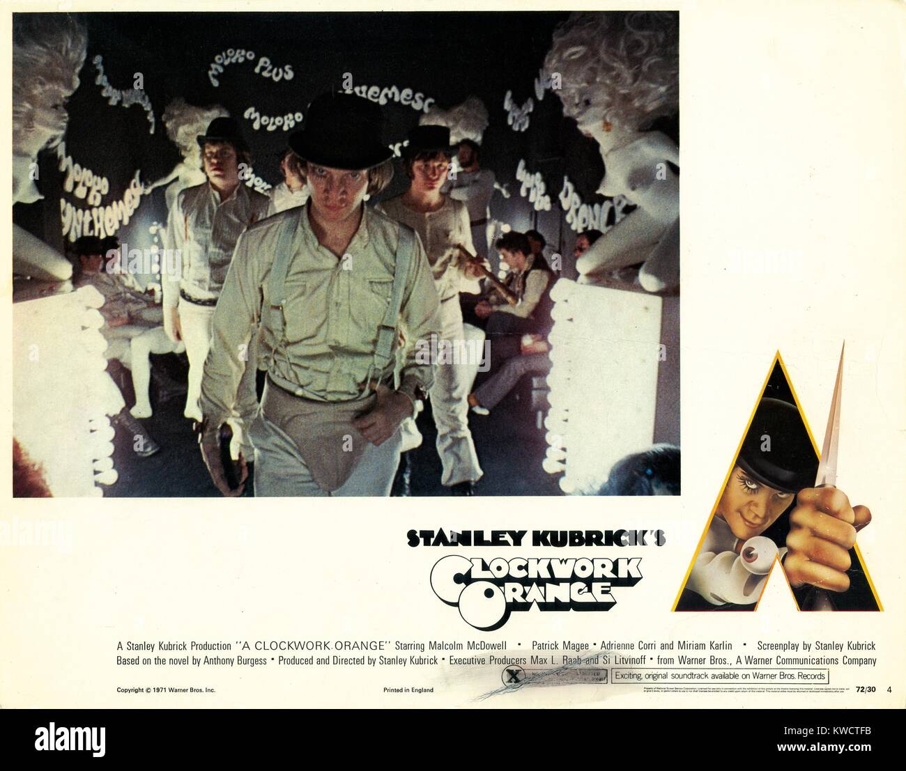 A CLOCKWORK ORANGE, l-r: Warren Clarke, Malcolm McDowell, James Marcus ...