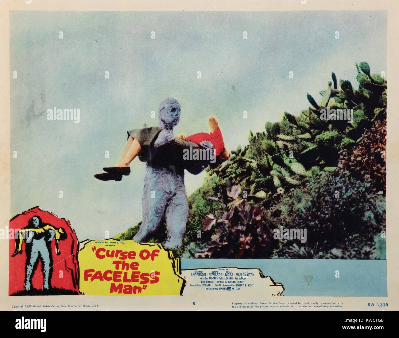 CURSE OF THE FACELESS MAN, Bob Bryant, carrying Adele Mara, 1958 Stock ...