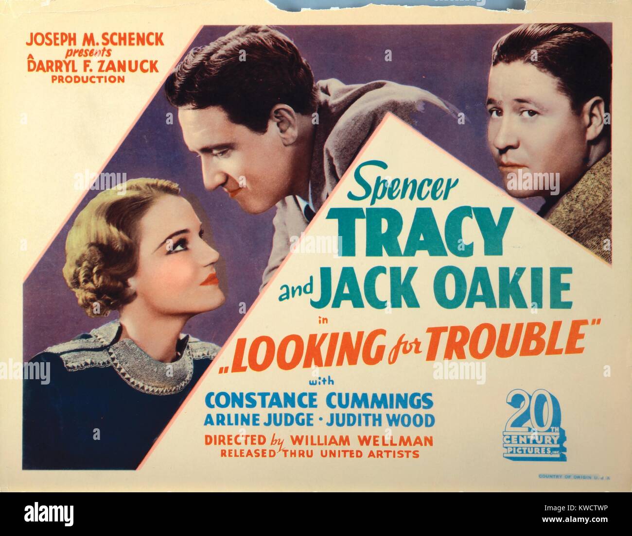 LOOKING FOR TROUBLE, from left, Constance Cummings, Spencer Tracy, Jack ...