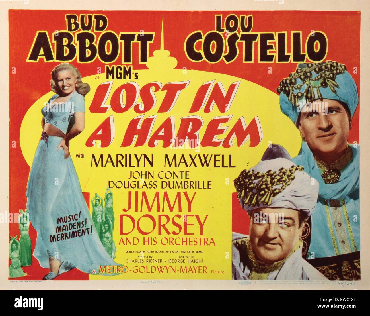 LOST IN A HAREM, from left: Marilyn Maxwell, Lou Costello, Bud Abbott ...