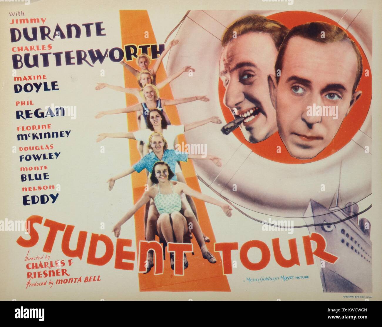 STUDENT TOUR, from left: Jimmy Durante, Charles Butterworth, 1934 Stock Photo - Alamy