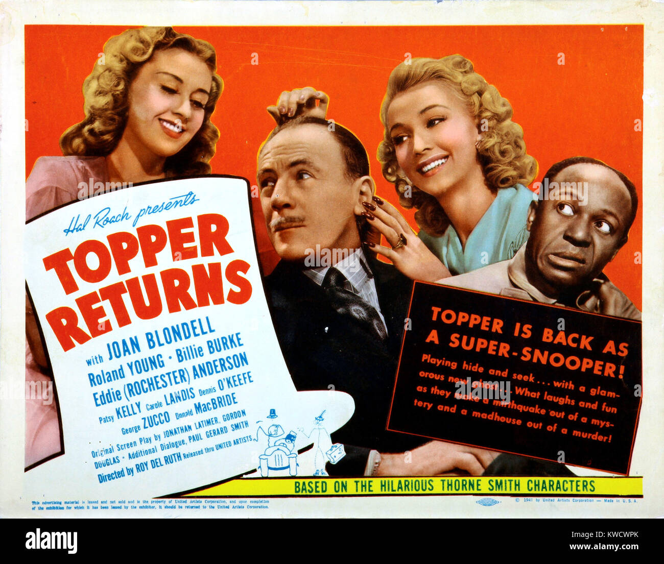 TOPPER RETURNS, from left: Joan Blondell, Roland Young, Carole Landis ...