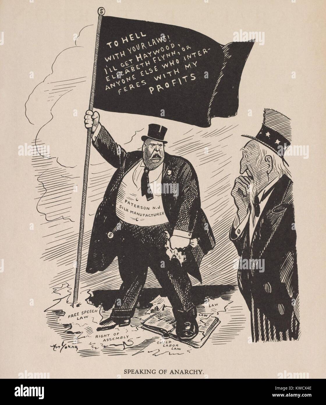 SPEAKING OF ANARCHY, political cartoon by Art Young, THE MASSES Stock ...