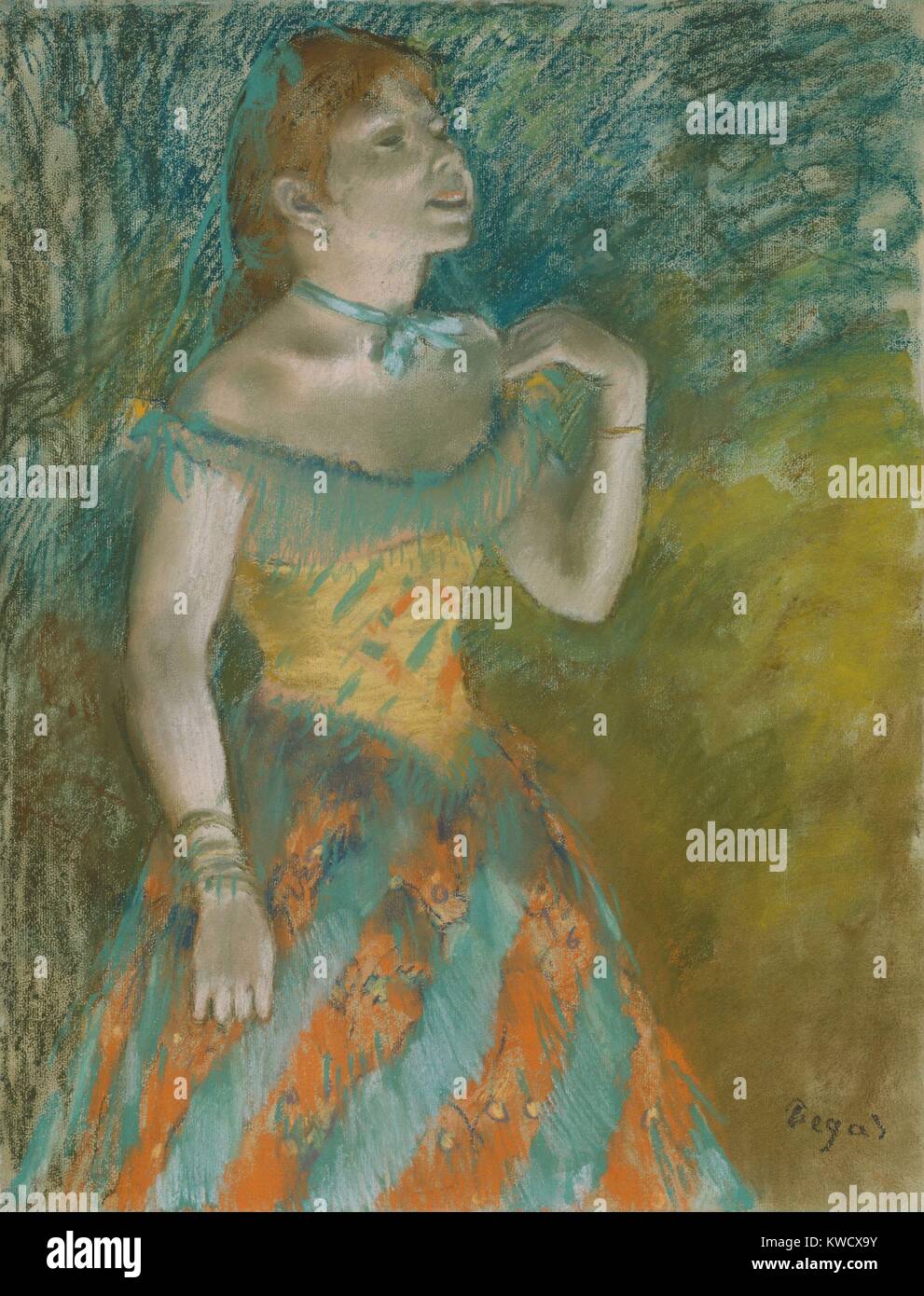 The Singer in Green, by Edgar Degas, 1884, French impressionist drawing ...