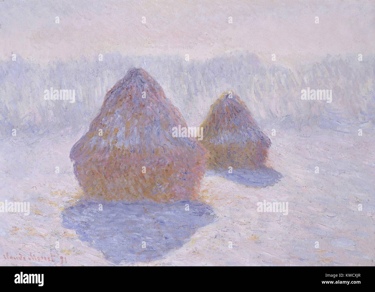 Haystacks (Effect of Snow and Sun), by Claude Monet, 1891, French ...