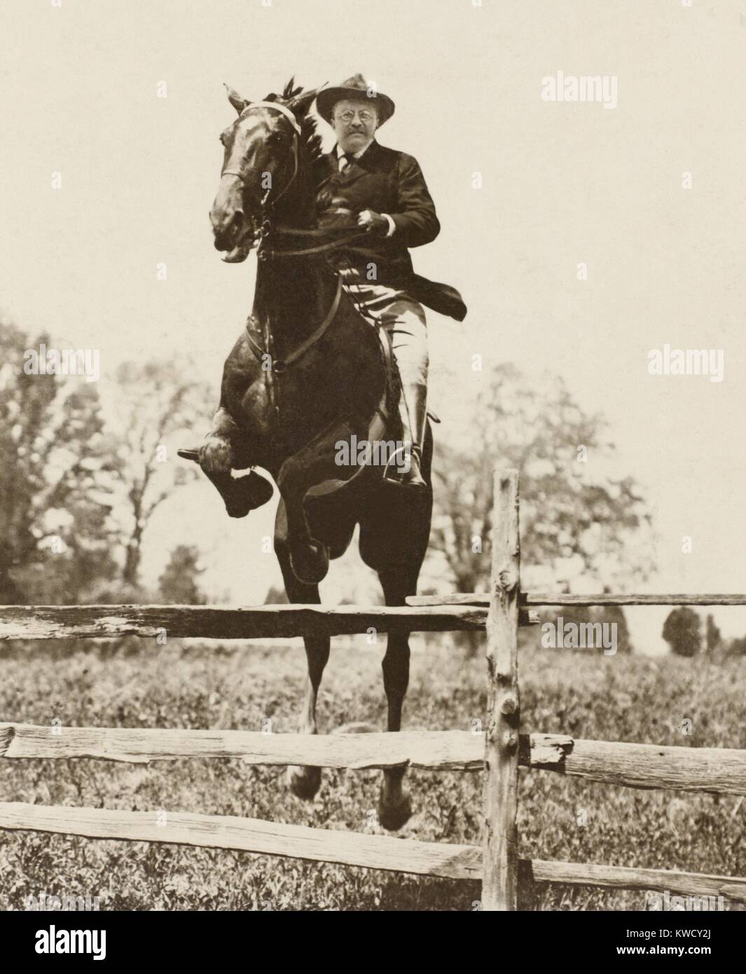 President Theodore Roosevelt jumping on his charger, Bleistein, Chevy ...