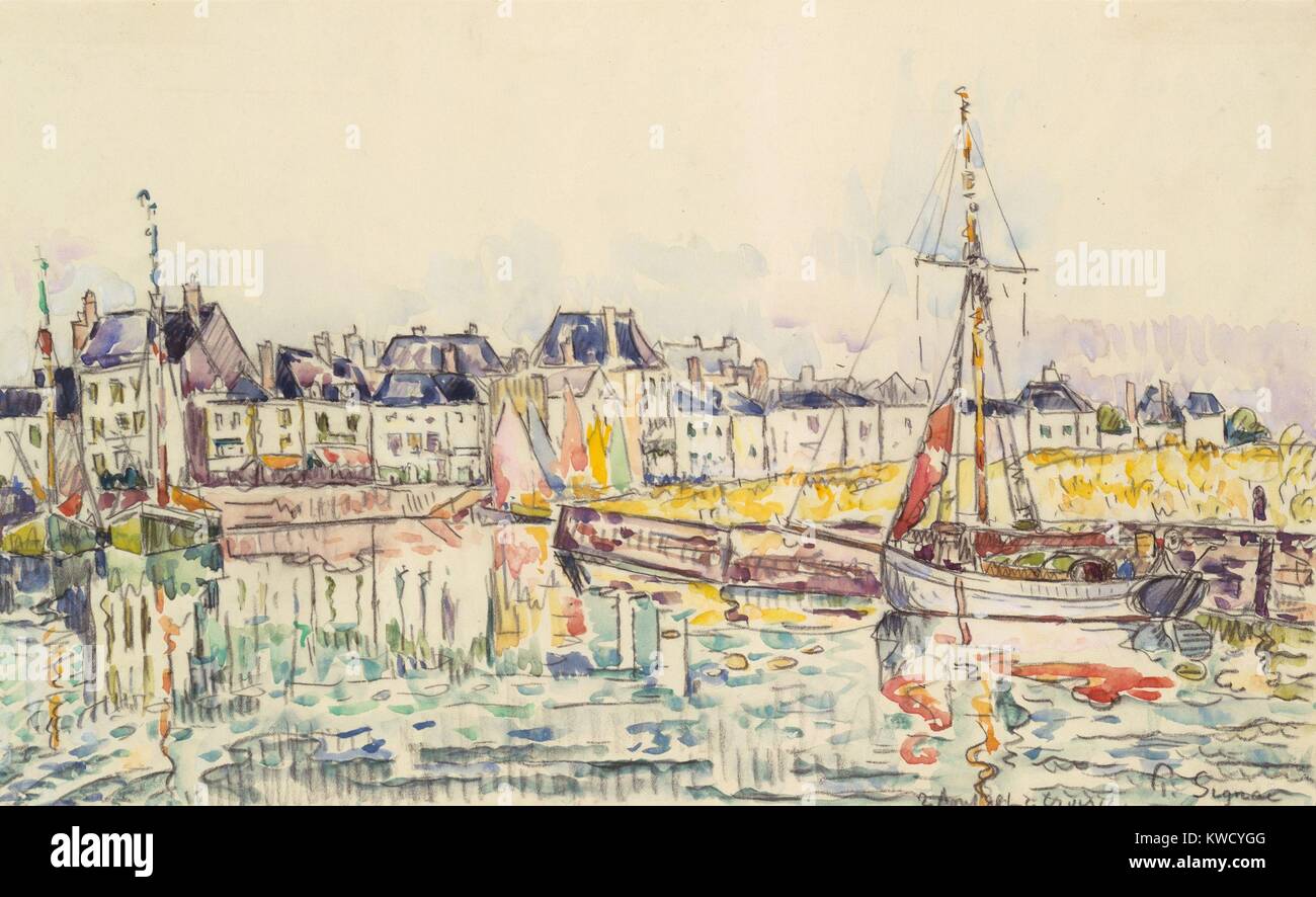 Le Croisic, by Paul Signac, 1928, French Post-Impressionist watercolor ...
