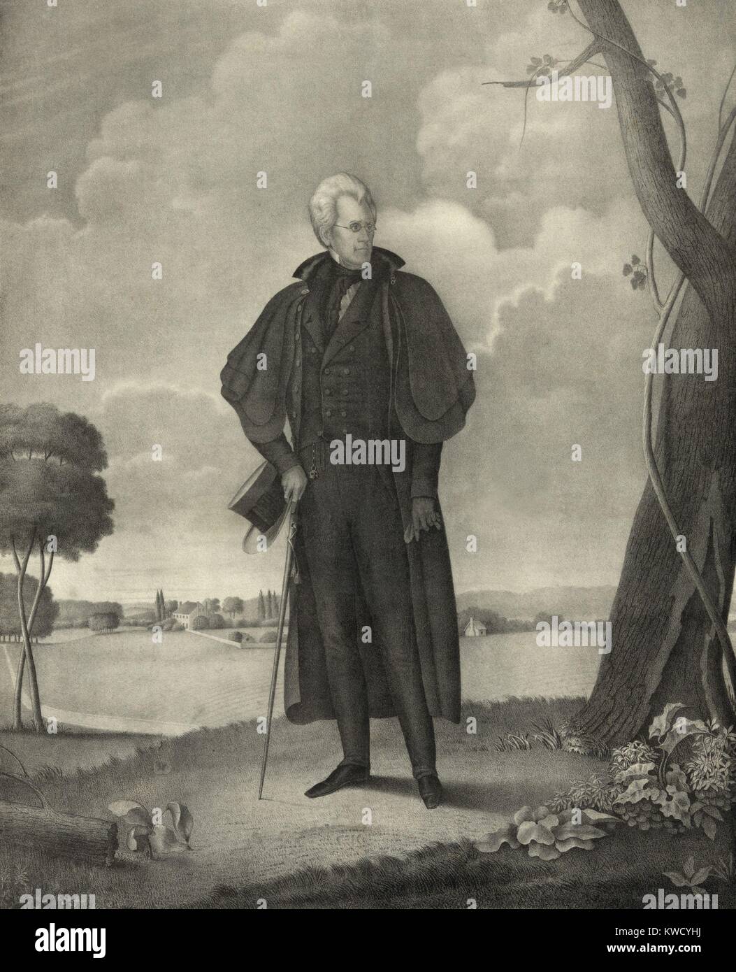 President Andrew Jackson, in full-length portrait standing in a ...