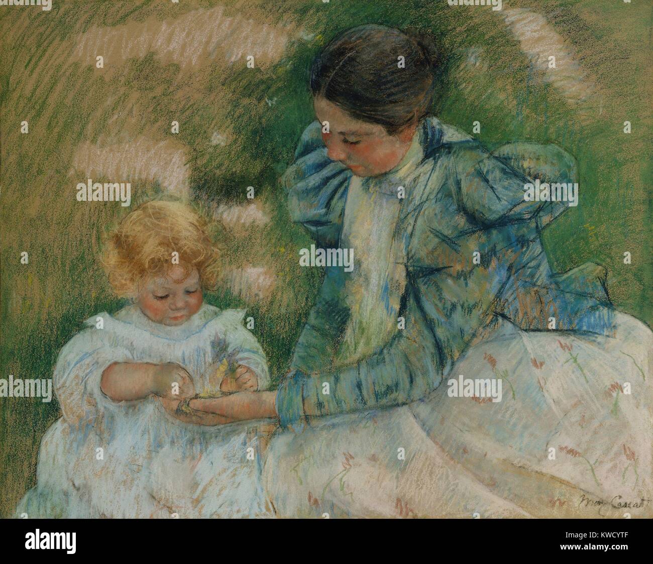 Mother Playing with Child, by Mary Cassatt, 1897, Impressionist pastel ...