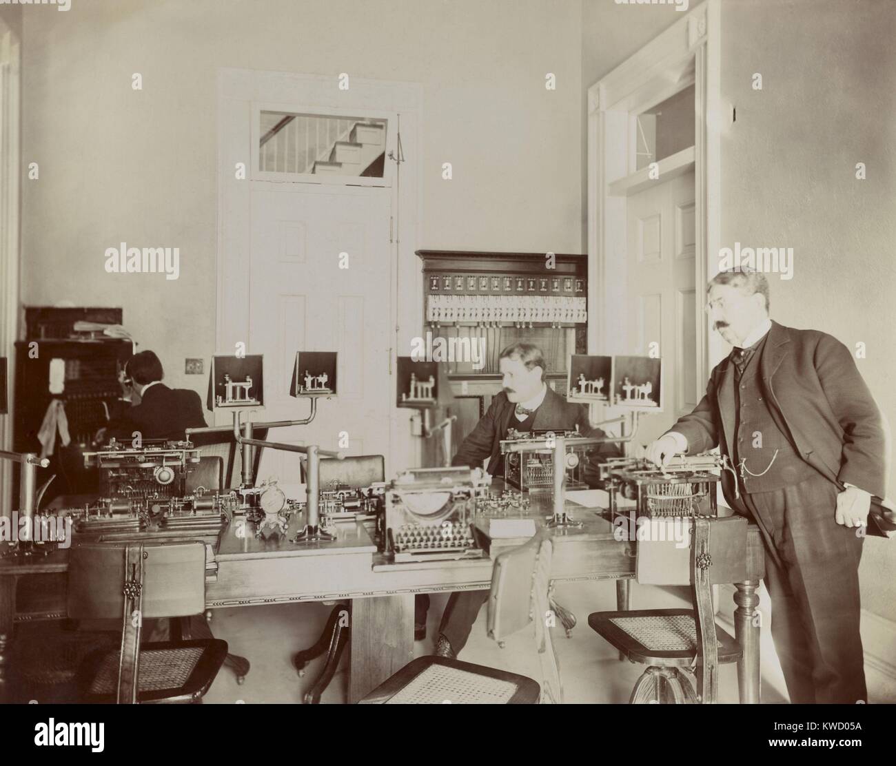White House telegraph office and staff during Theodore Roosevelts ...