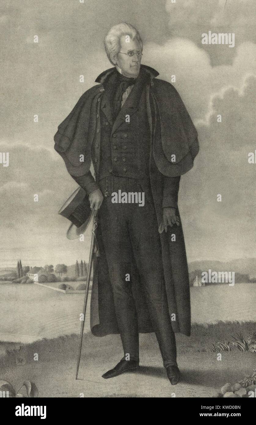 President Andrew Jackson, in full-length portrait standing in a ...