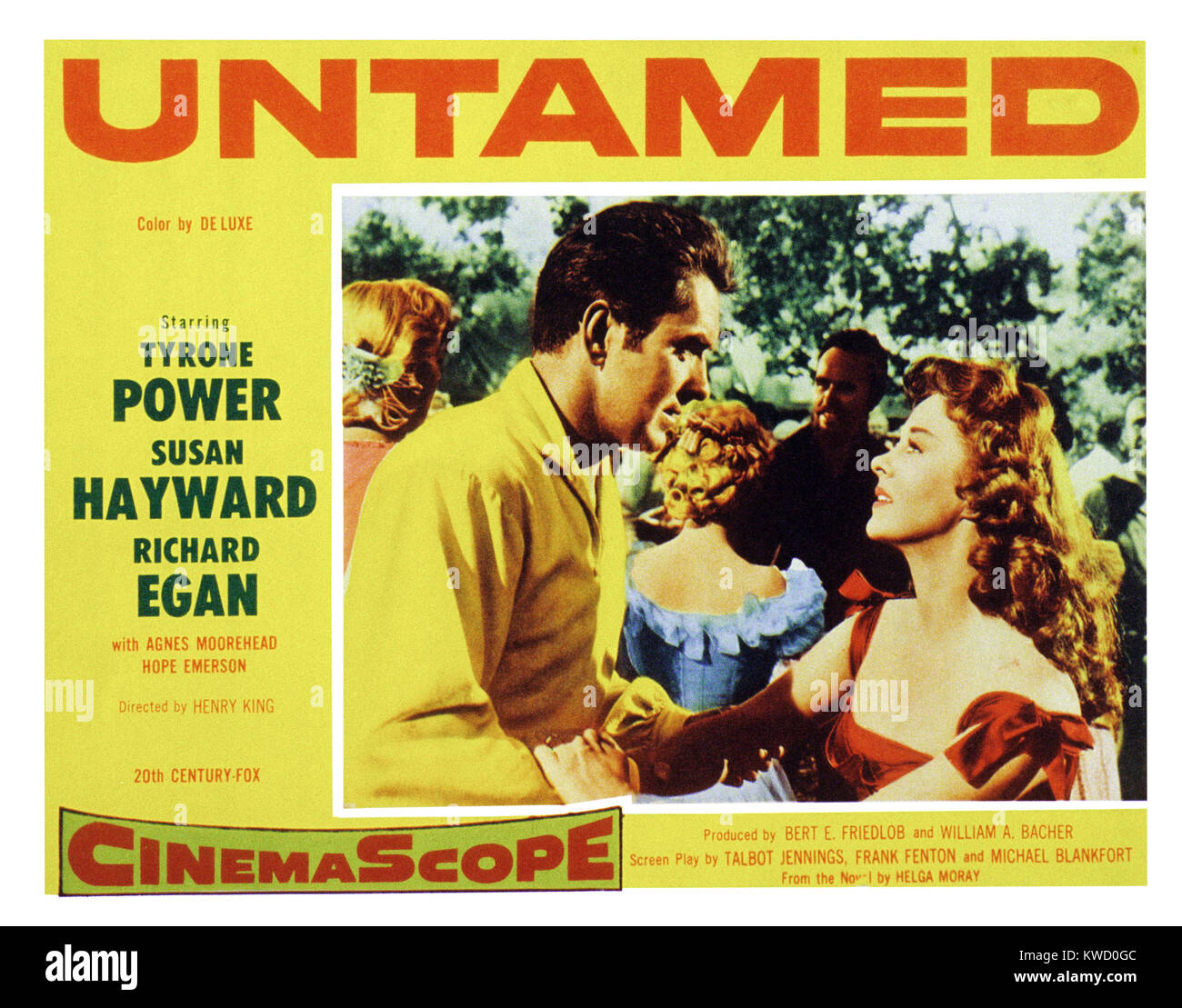 UNTAMED, US lobbycard, from left: Tyrone Power, Susan Hayward, 1955, TM ...