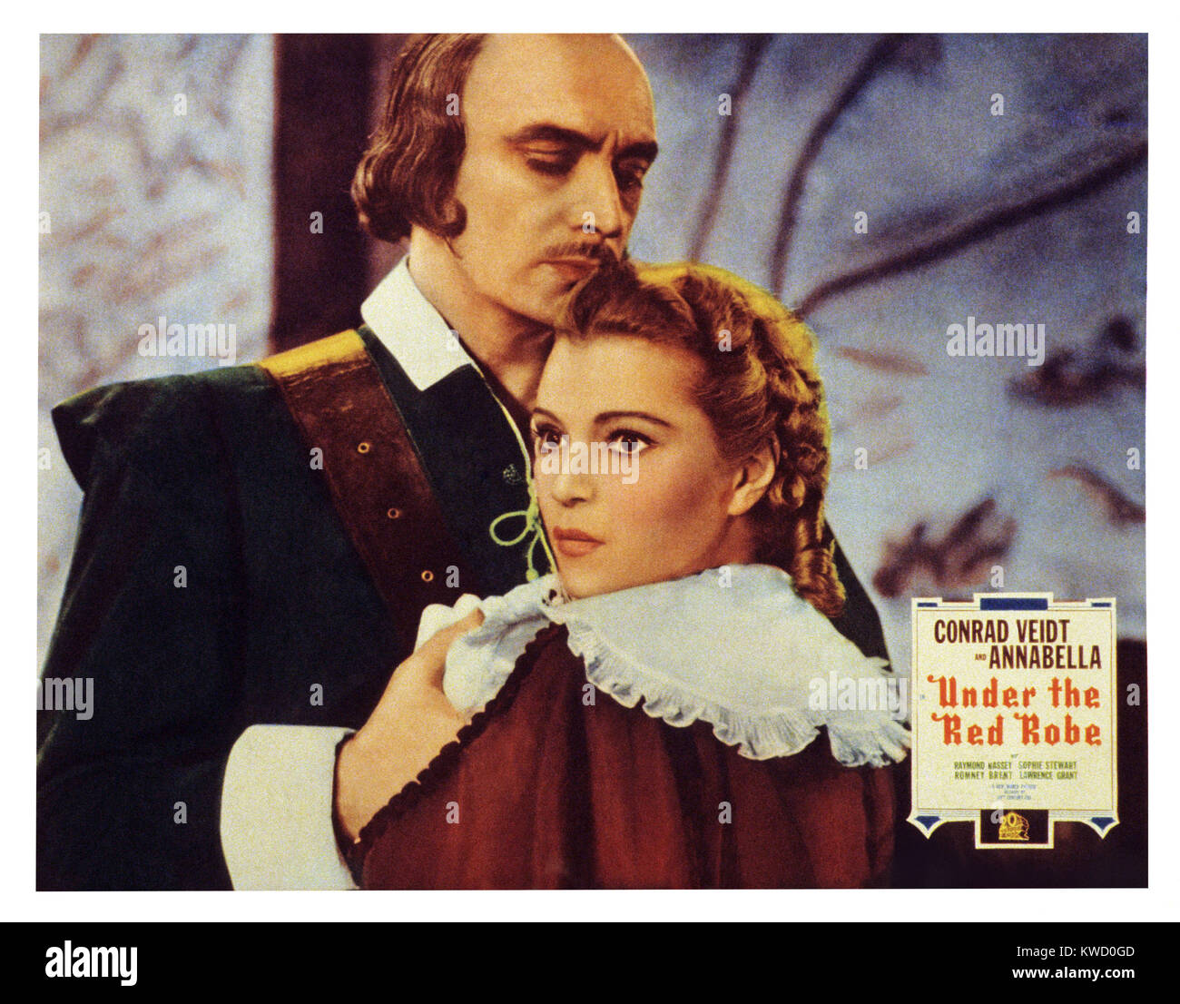 UNDER THE RED ROBE, US lobbycard, from left: Conrad Veidt, Annabella ...