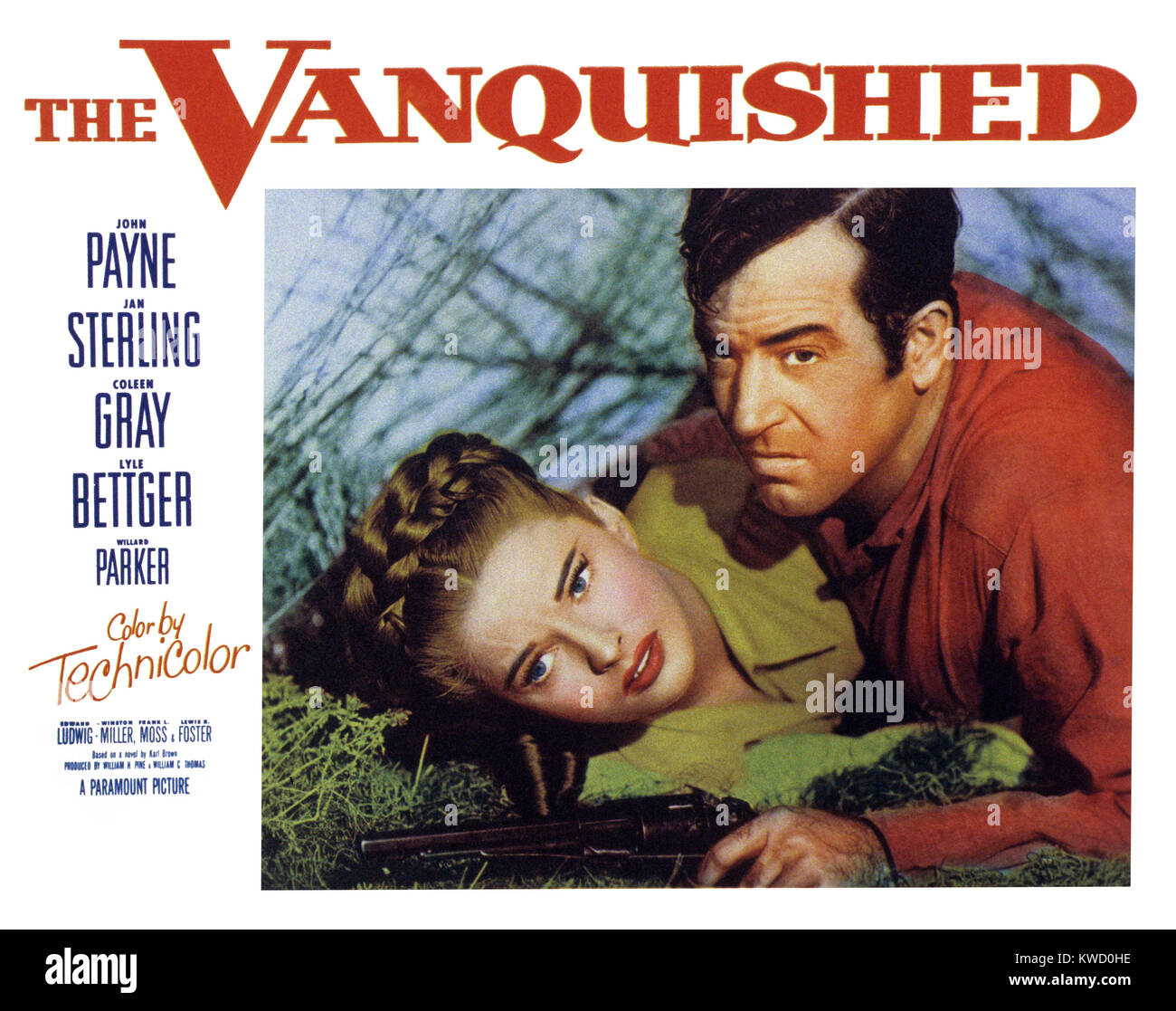 THE VANQUISHED, US lobbycard, from left: Coleen Gray, John Payne, 1953 ...