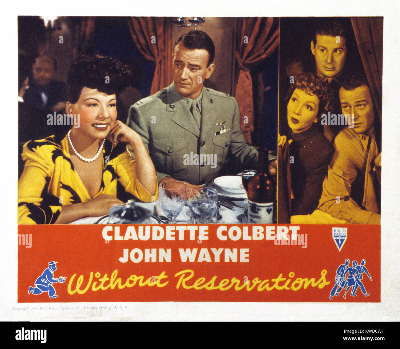 WITHOUT RESERVATIONS, US lobbycard, from left: Anne Triola, John Wayne ...