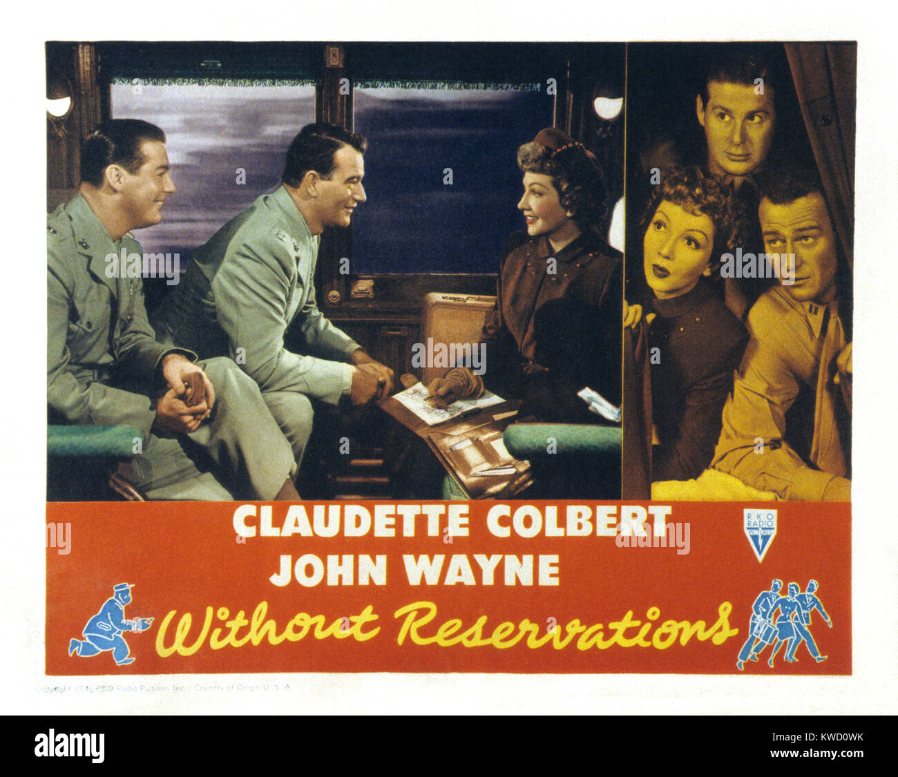 WITHOUT RESERVATIONS, US lobbycard, from left: Don DeFore, John Wayne ...