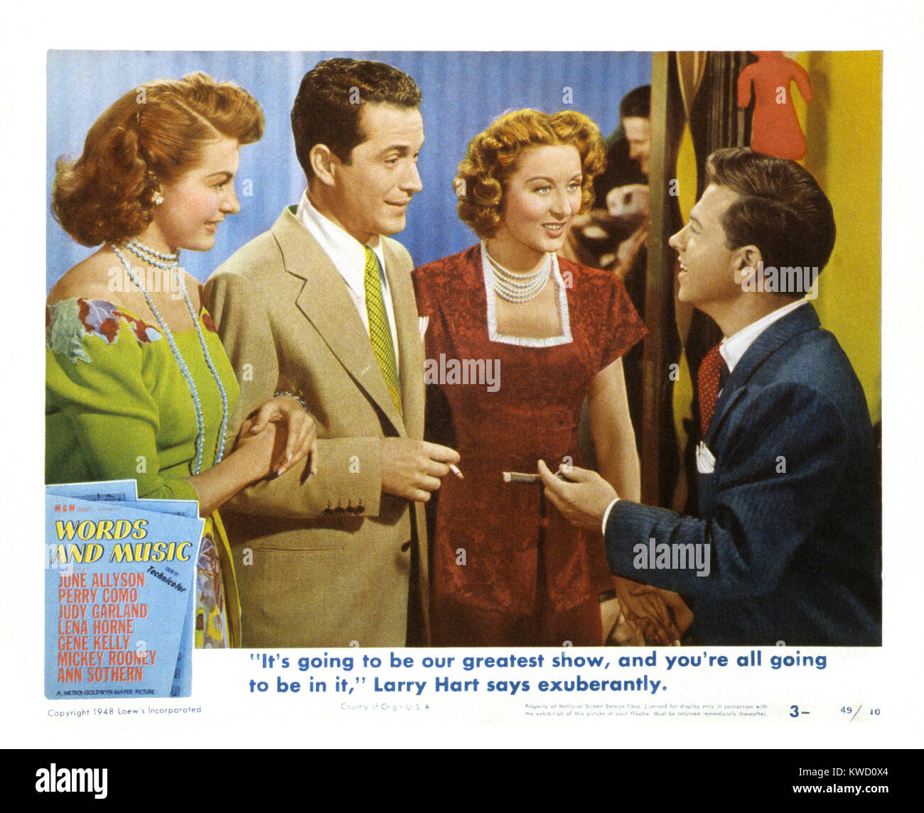 WORDS AND MUSIC, US lobbycard, from left: Cyd Charisse, Perry Como ...