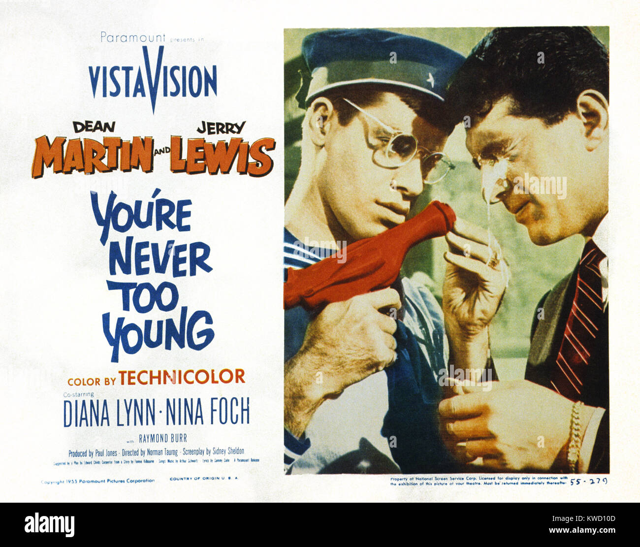 YOU'RE NEVER TOO YOUNG, US lobbycard, from left: Jerry Lewis, Dean ...