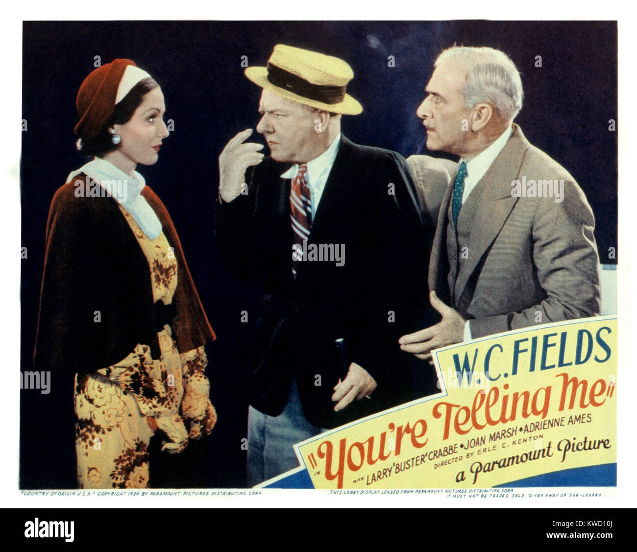 YOU'RE TELLING ME!, US lobbycard, from left: Adrienne Ames, W.C. Fields, George Irving, 1934 ...