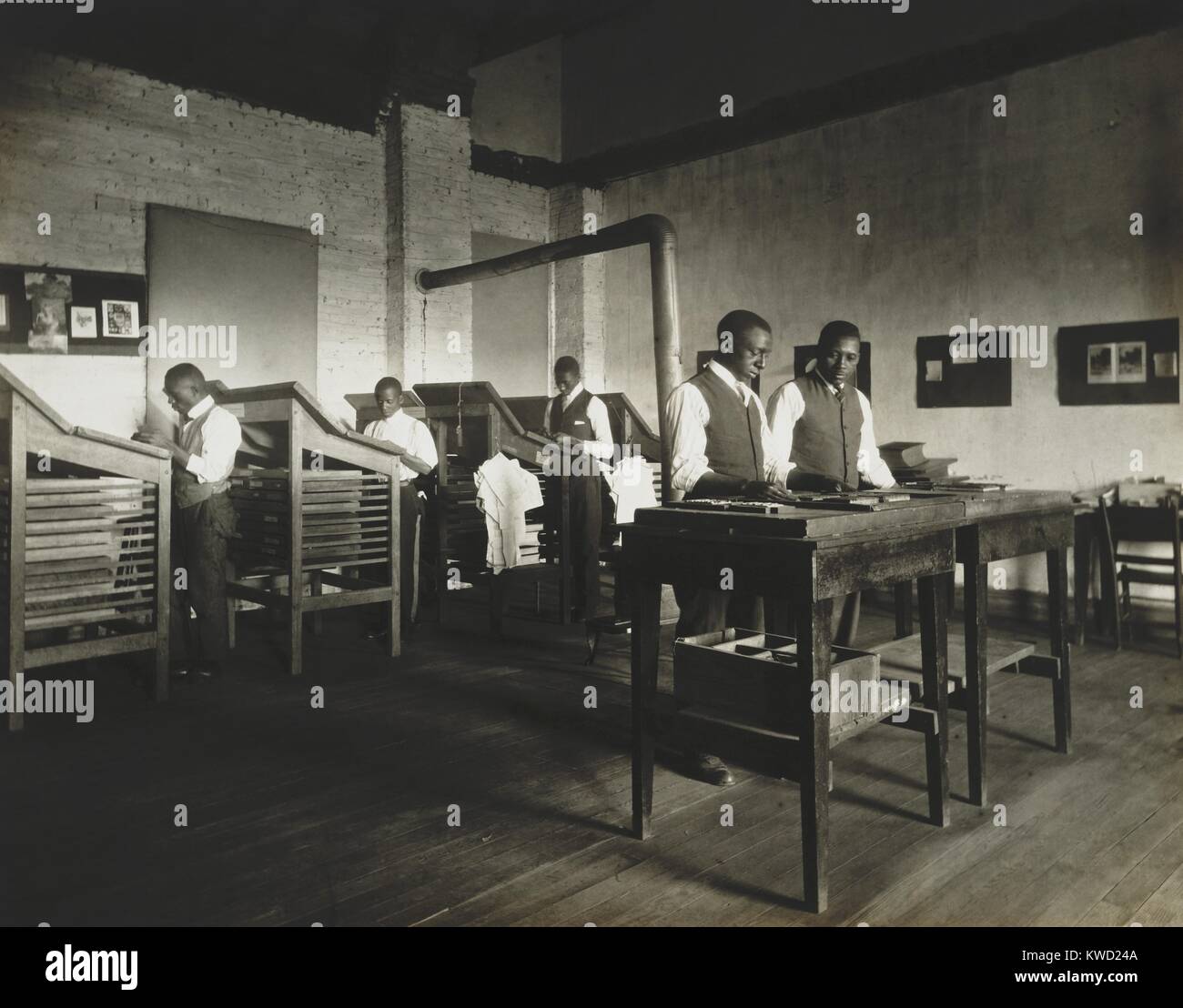 African Americans working as printing typesetters, at Tuskegee ...
