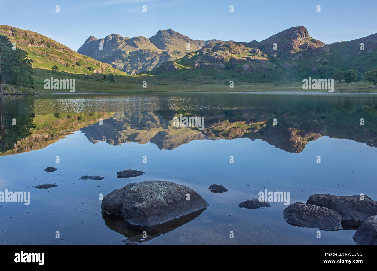 Blea Tarn and the Langdale Pikes Cumbria English Lake District England ...