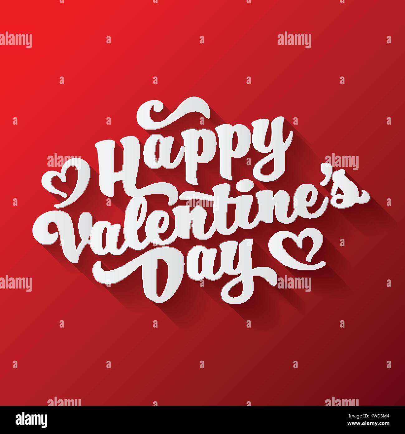 Valentines Day Oblique Lettering. Handwritten Romantic Greeting Card ...