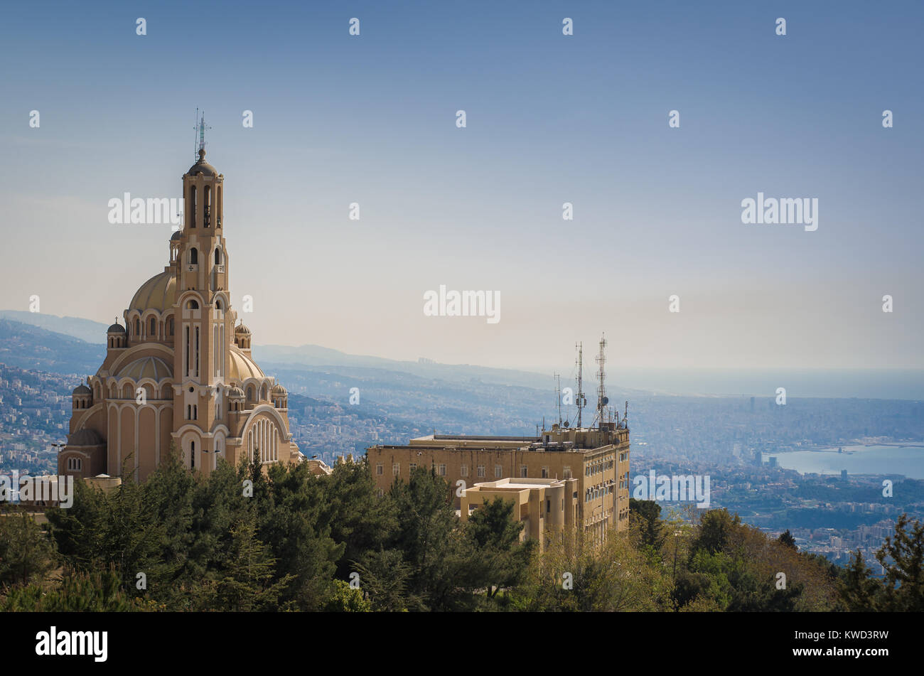 Catholic Lebanese Church, Hill Top in Harissa Stock Photo - Alamy