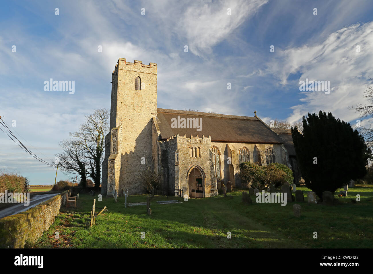 St Andrew church Hempstead, Lessingham, Norfolk December Stock Photo ...