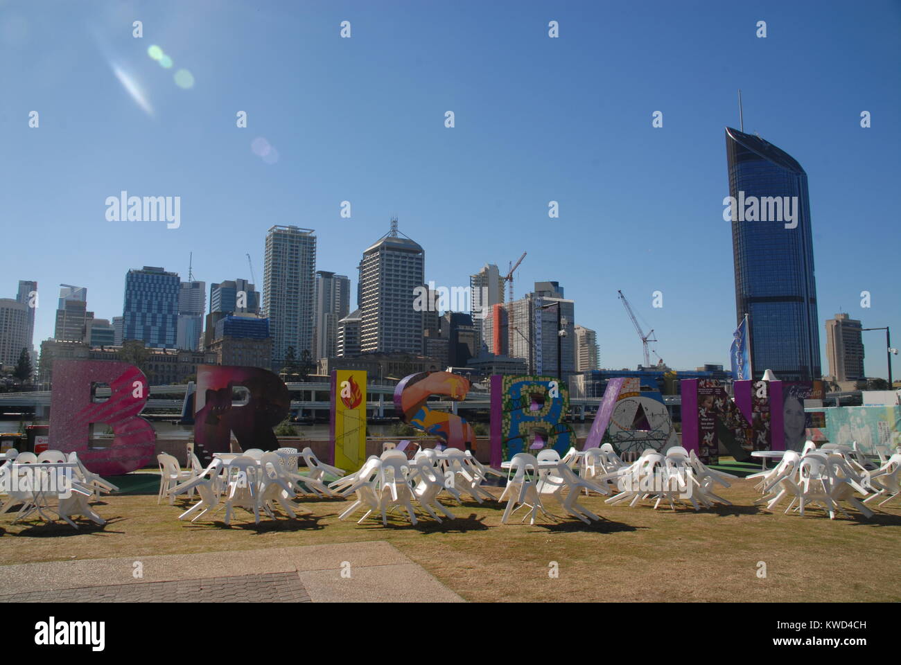 Brisbane, Australia - July 27, 2017: Brisbane sign at South Bank and 1 ...