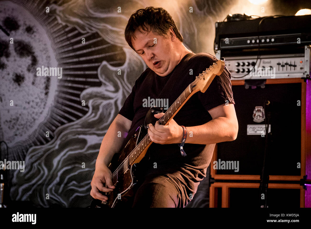 The Danish sludge metal band Rising performs a live concert at the ...
