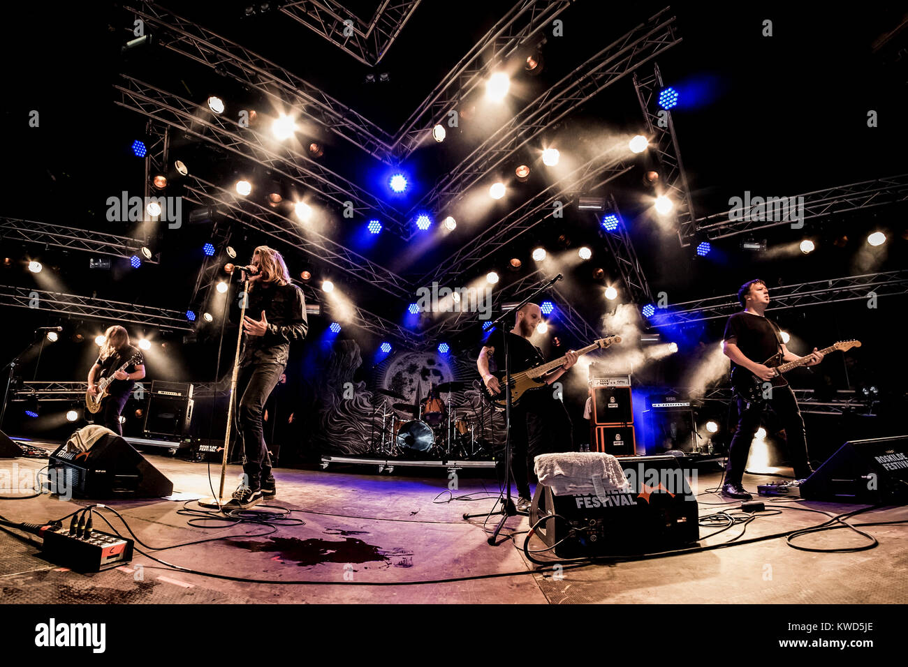 The Danish sludge metal band Rising performs a live concert at the ...