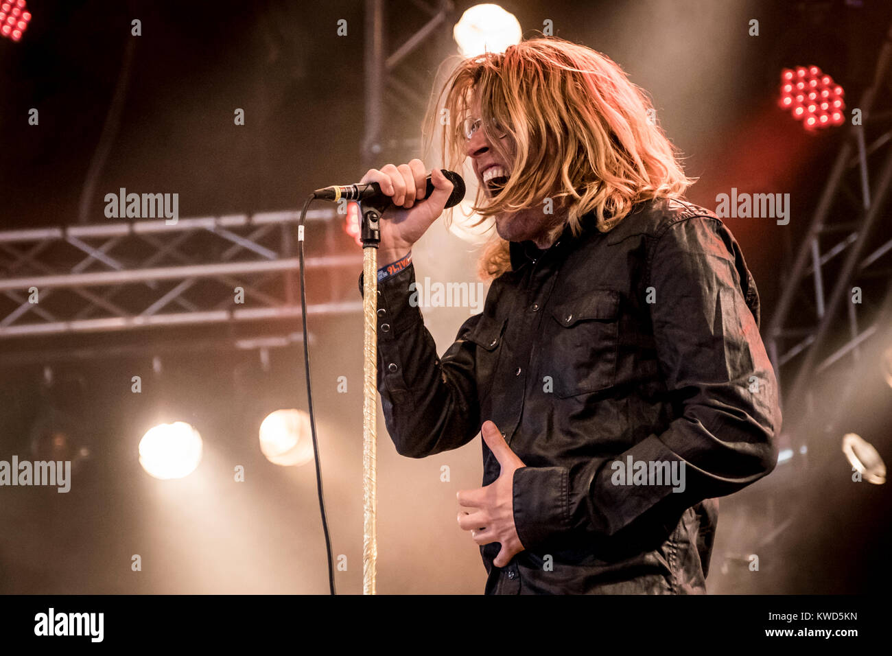 The Danish sludge metal band Rising performs a live concert at the ...