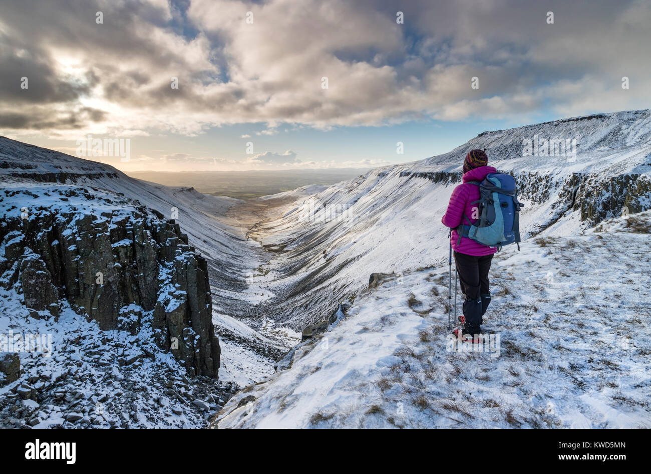 Hill Walker Enjoying the View Down High Cup Gill Towards the Eden ...